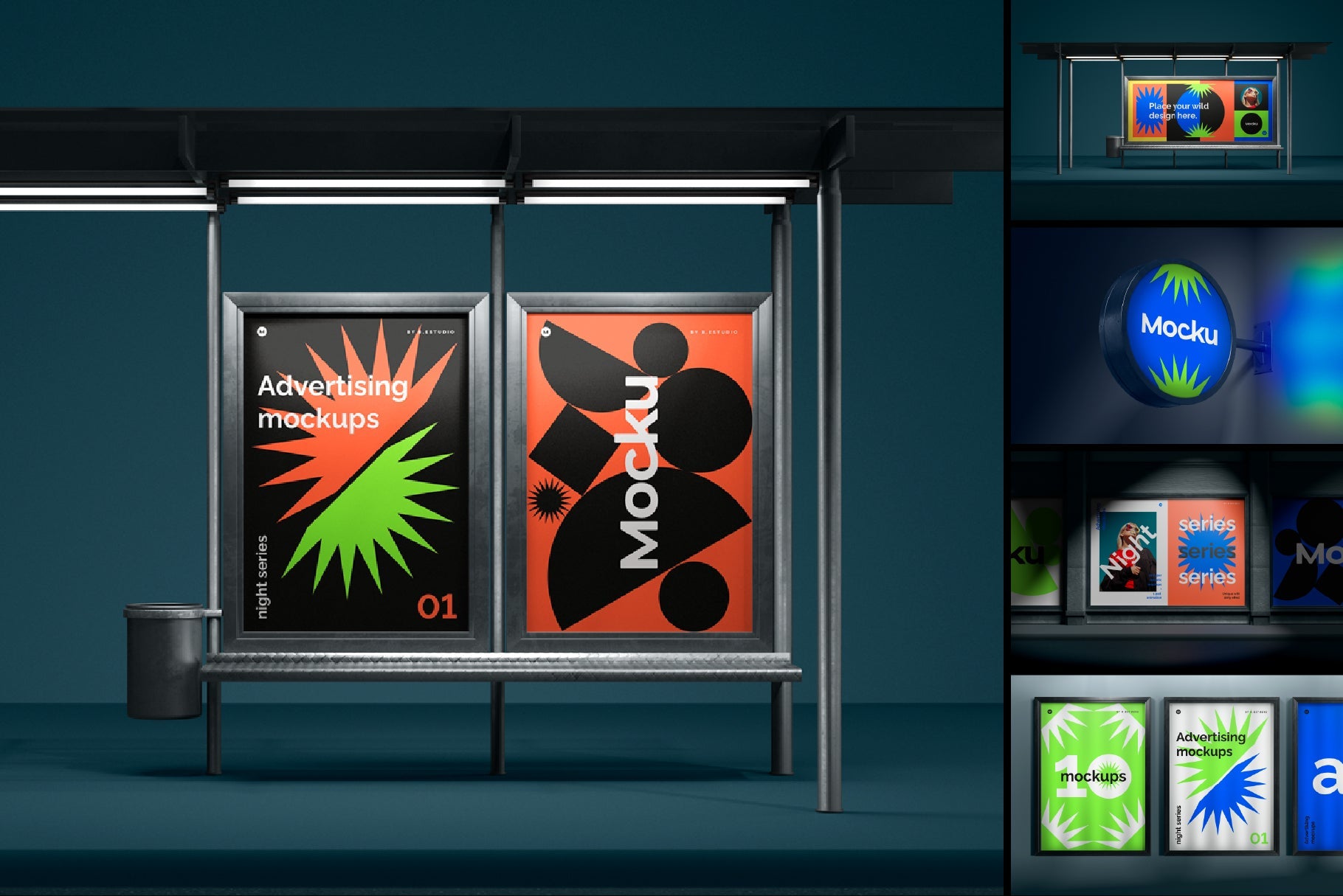 Billboard Mockups – Night Series – Hello Mocku